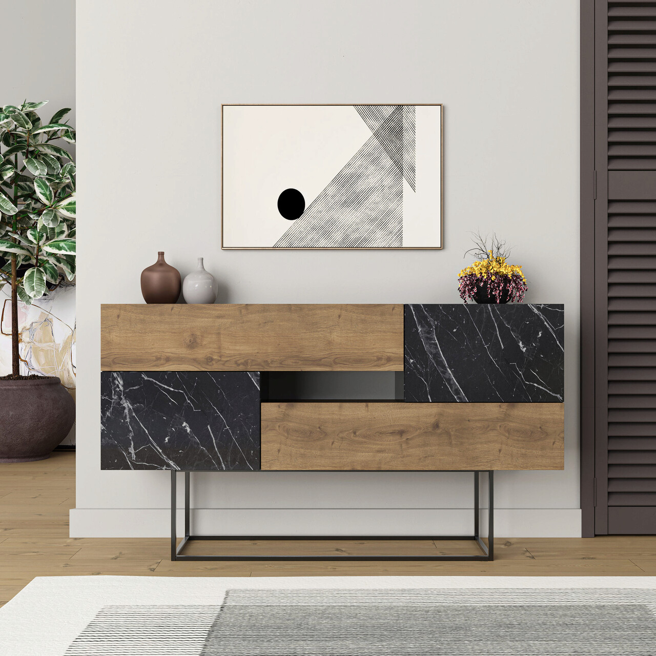 Consola, Decortie, Eros, 145x82x30 cm, Nuc negru - mezoni.ro