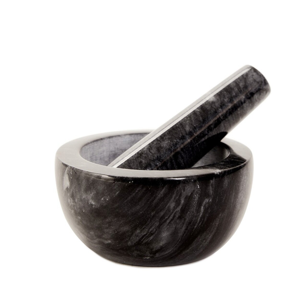 Mojar cu pistil Marble, Homla, 12 cm, marmura, negru - mezoni.ro