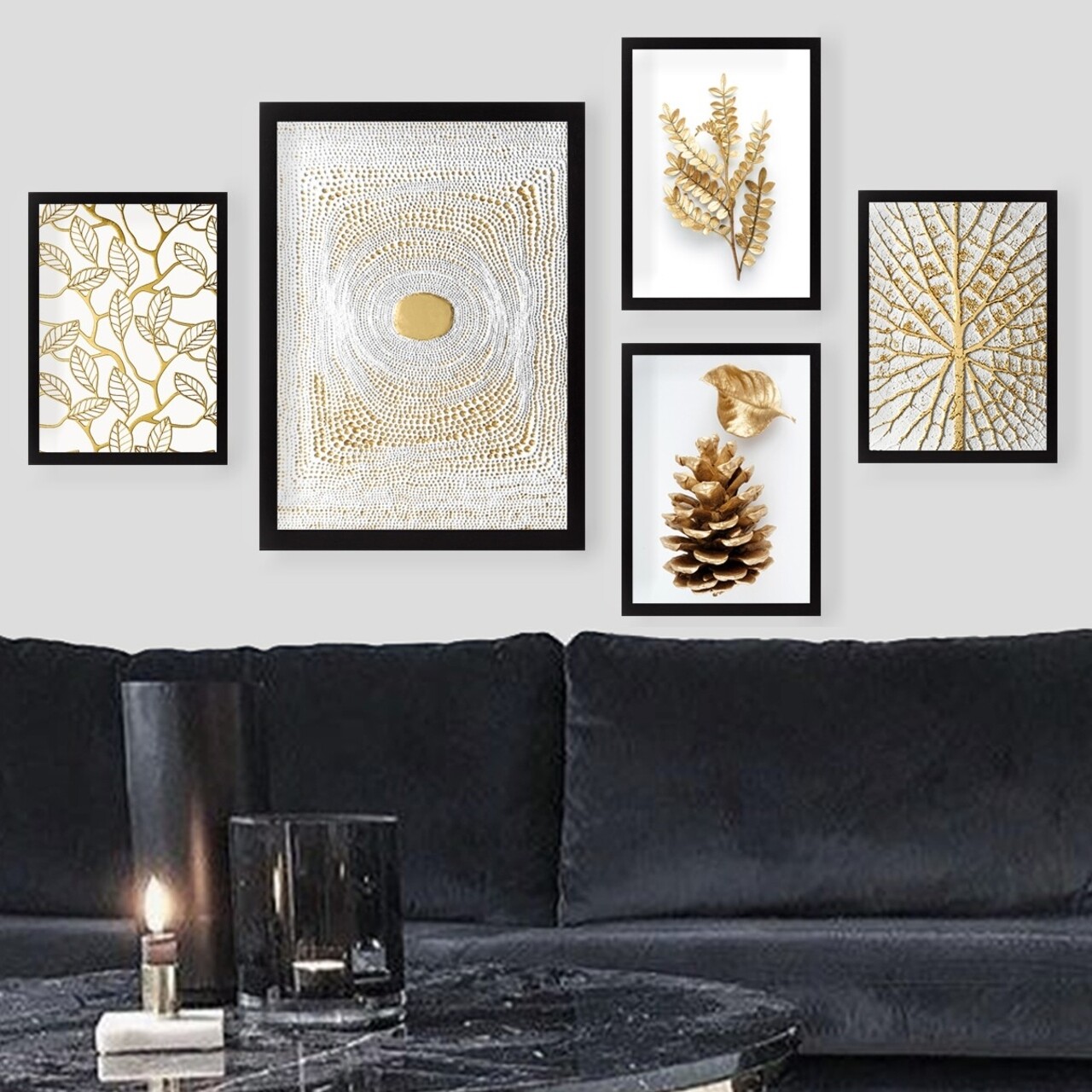 Set 5 tablouri decorative, SET_057, Lulu, 24x29 cm/34x44 cm, plastic ...