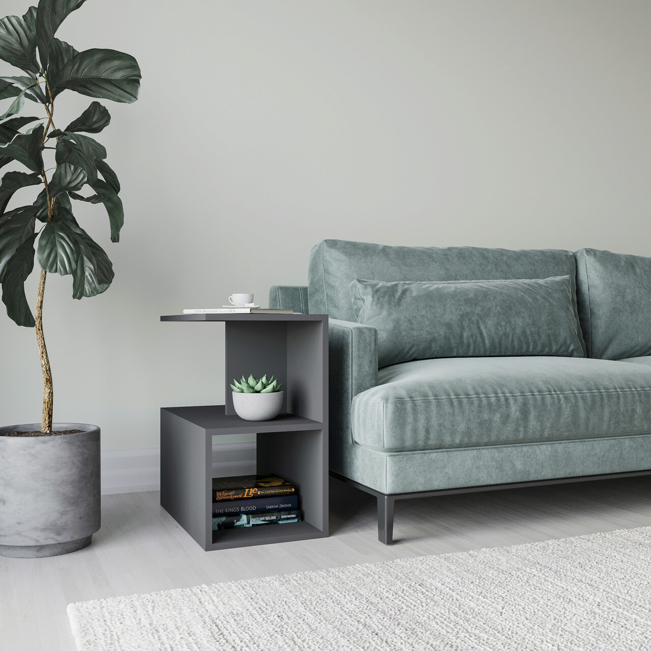 Masuta, Colman, Larmon, 59.6x35.6x63.2 cm, Antracit - Mezoni