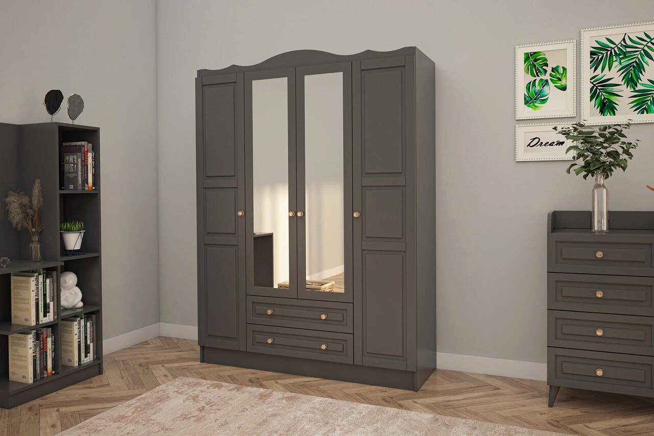 Dulap pentru haine, Glenevis, Tango 624, 140x186x50 cm, Antracit ...