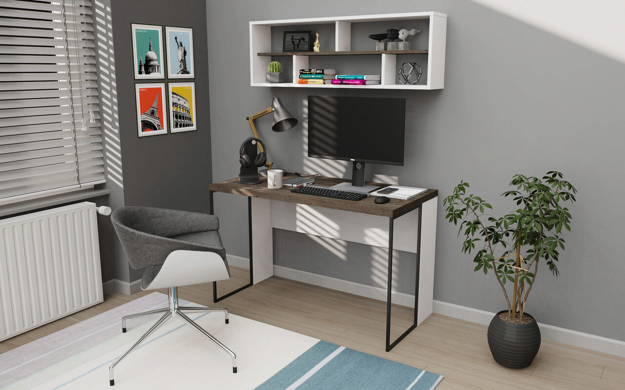 Birou, Retricy, Bronx, 120x59.6x114.2 cm, PAL, Wenge/Alb - mezoni.ro