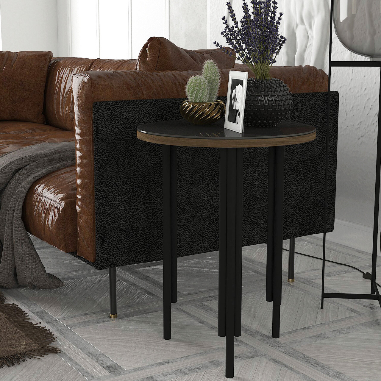 Masuta, Tera Home, Tifanie , 44x58x44 cm, PAL, Nuc / Antracit - Mezoni