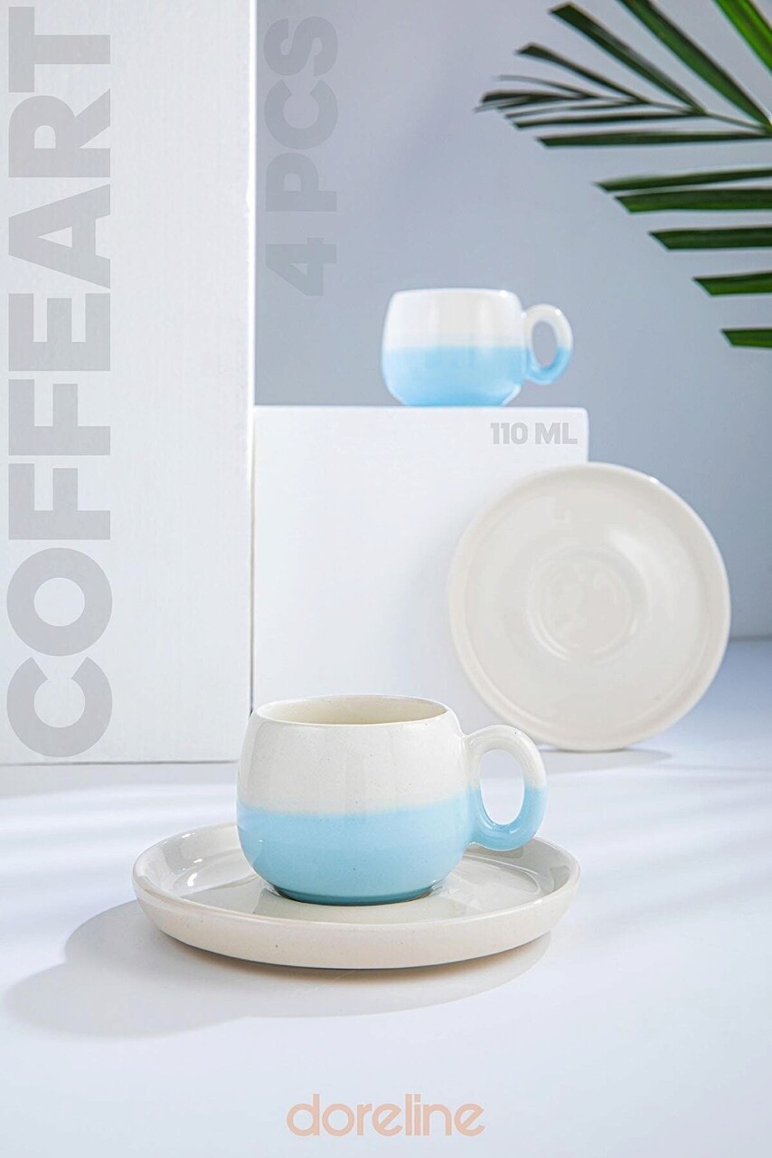 Set cesti de cafea, Doreline, 612DRL1118, Ceramica, Albastru - Mezoni