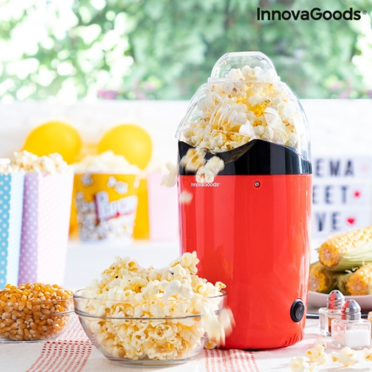 Aparat de popcorn cu aer cald Popcot InnovaGoods, 1200W, Ø13.5 x 29 cm ...