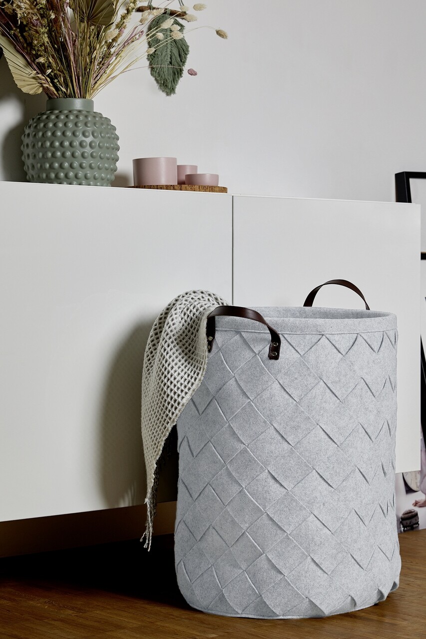 Cos pentru rufe Bin Trovo, Wenko, 40x60 cm, poliester, gri - Mezoni