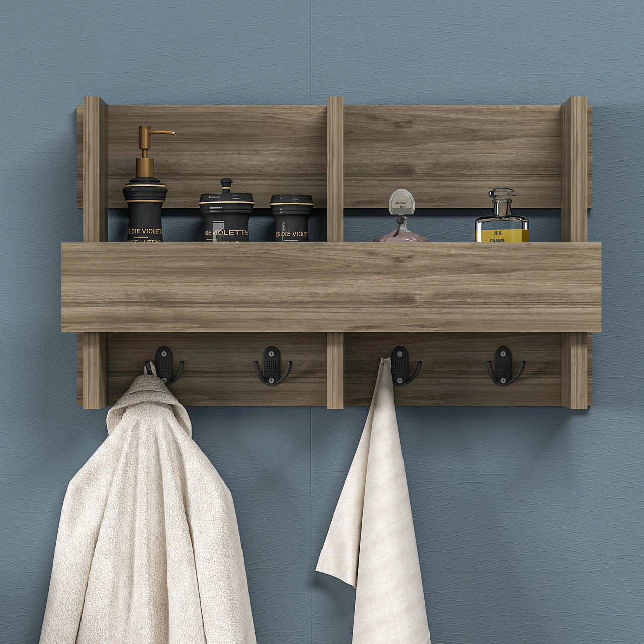 Cuier de perete, Olivia, Wink, 60x35x15.6 cm, PAL, Maro - mezoni.ro