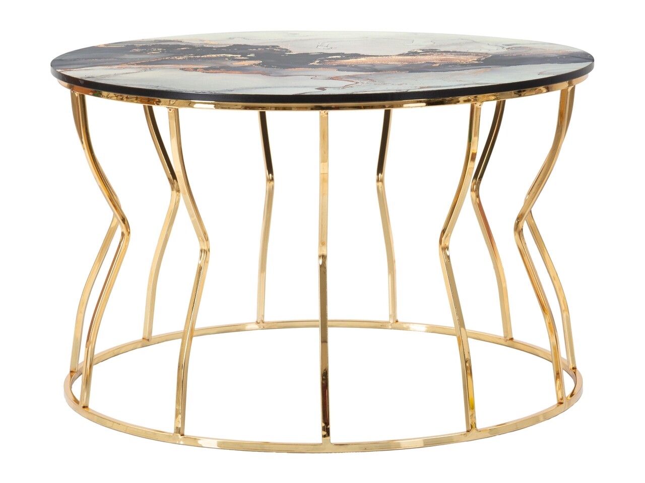 Masuta de cafea Abstract Top, Mauro Ferretti, Ø 70x43.5 cm, fier, auriu ...