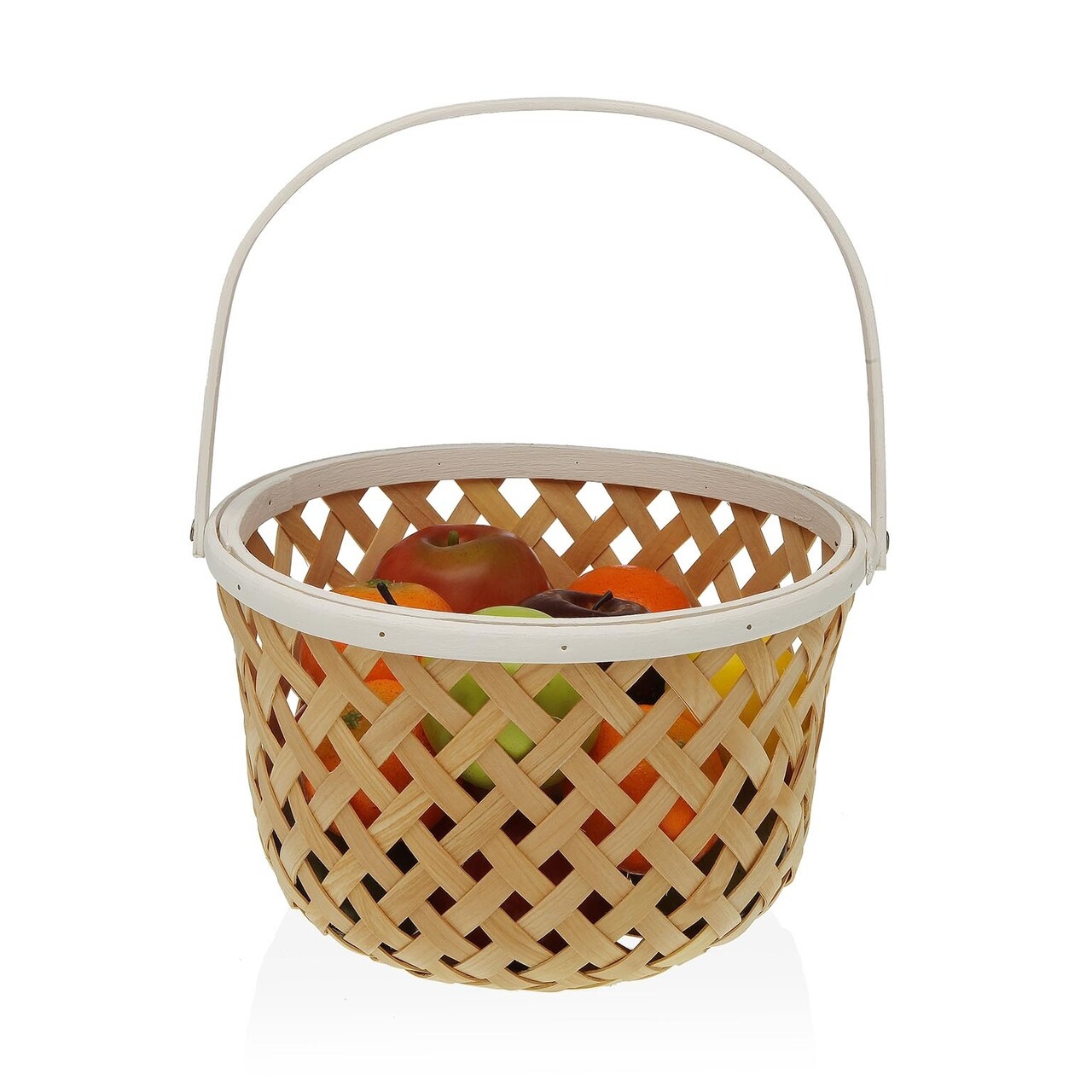Cos pentru fructe Bamboo, Versa, 28.5 x 28.5 x 35 cm, lemn de brad, alb ...