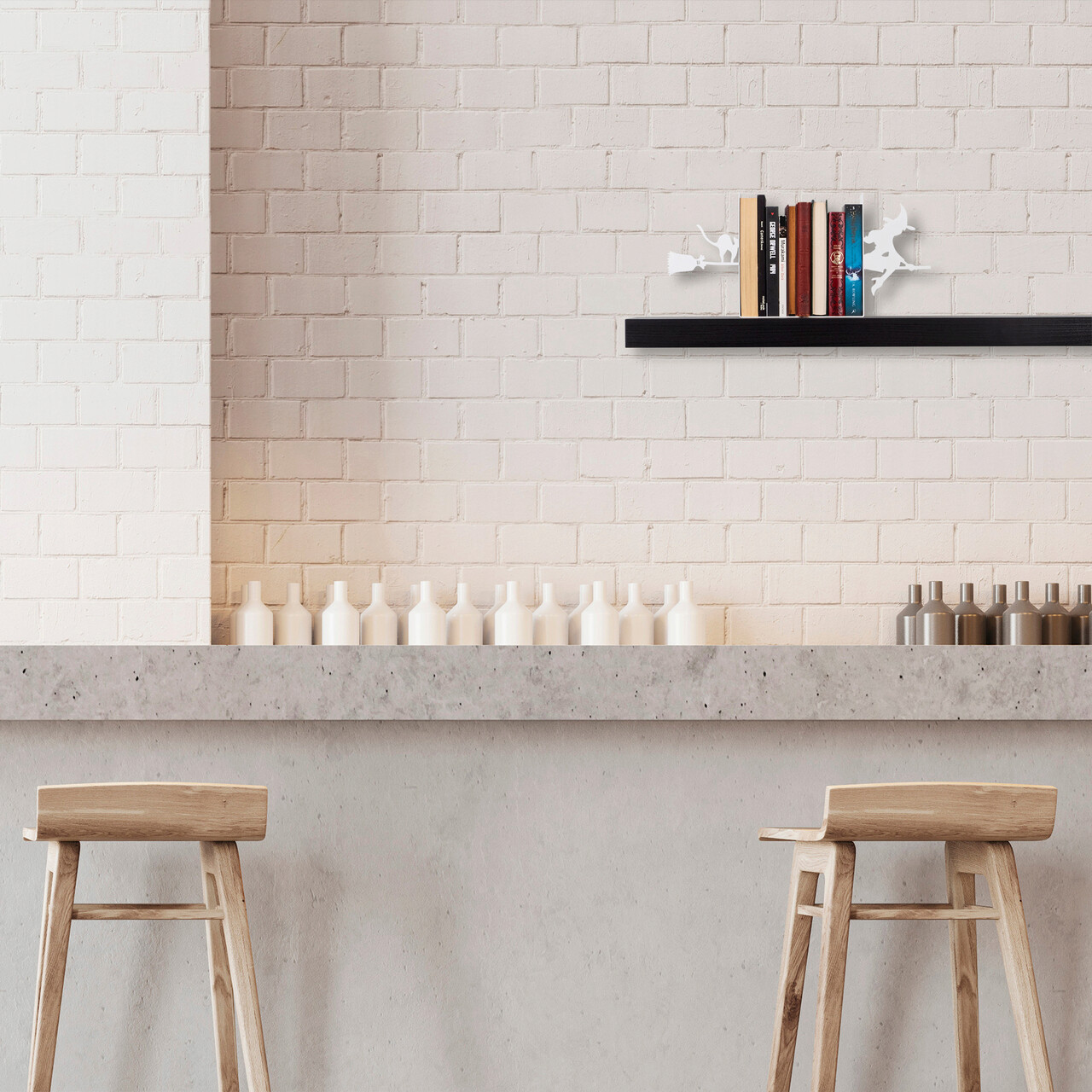 Opritor de carti, Kitap tutucu 3, 55x16x22 cm, Metal, Alb - mezoni.ro