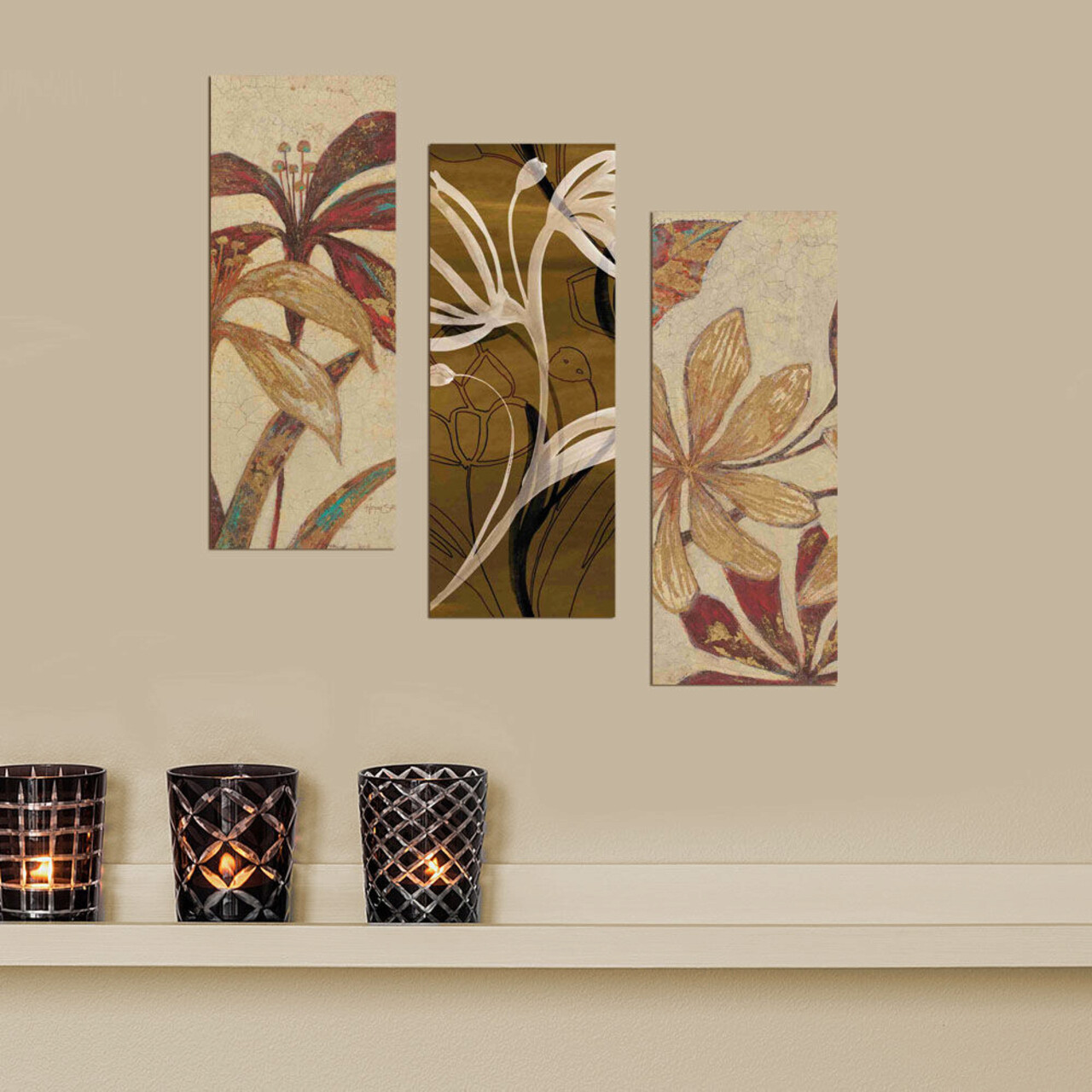 Set 3 tablouri decorative, XTP011, MDF, Lemn, Multicolor - Mezoni