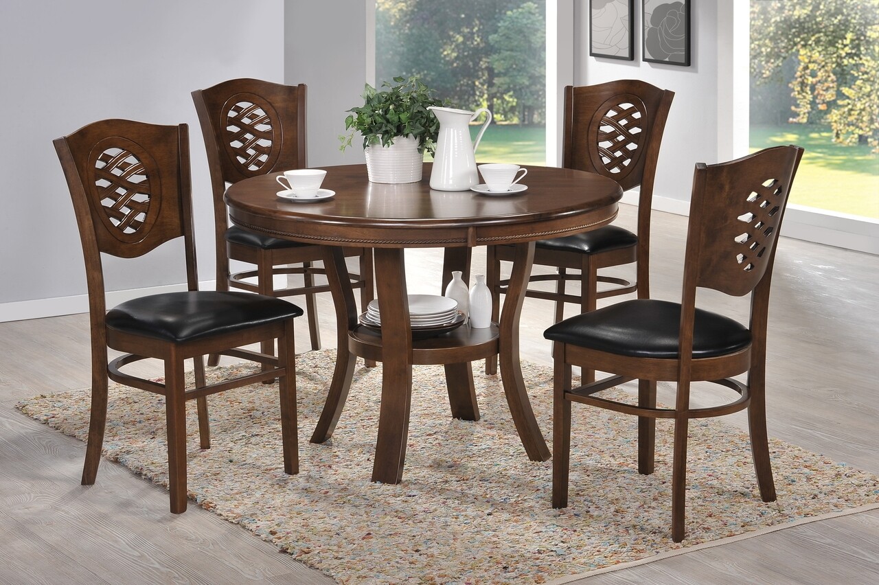 Set dining, Masa + 4 scaune, Kaly, 75 x 107 cm, lemn/MDF/piele ...