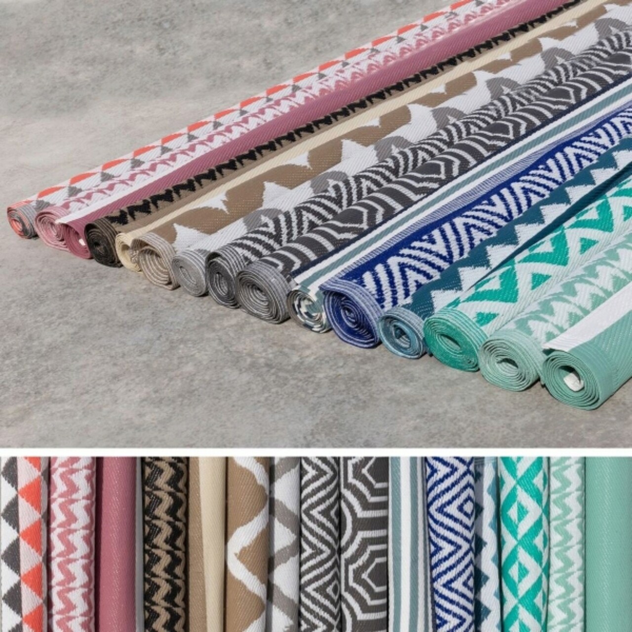 Covor de exterior Naxos, 90 x 150 cm, polipropilena, verde/alb - mezoni.ro