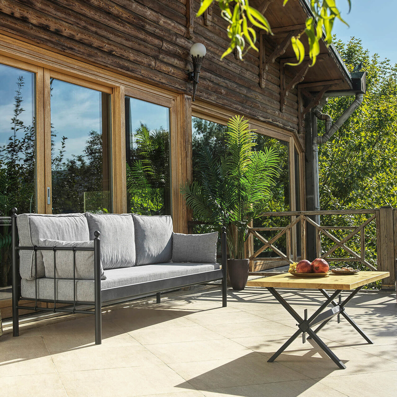 Canapea de gradina cu 3 locuri, Heaven, Lalas, 210x92x76 cm, Negru ...