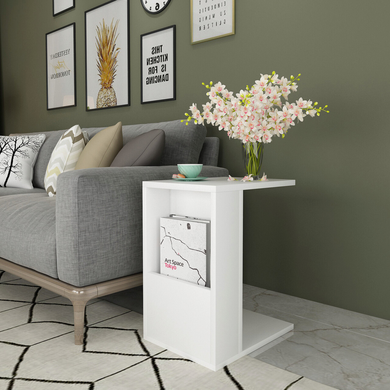 Masuta, Olivia, Serce, 30x50x40 cm, PAL, Alb - Mezoni