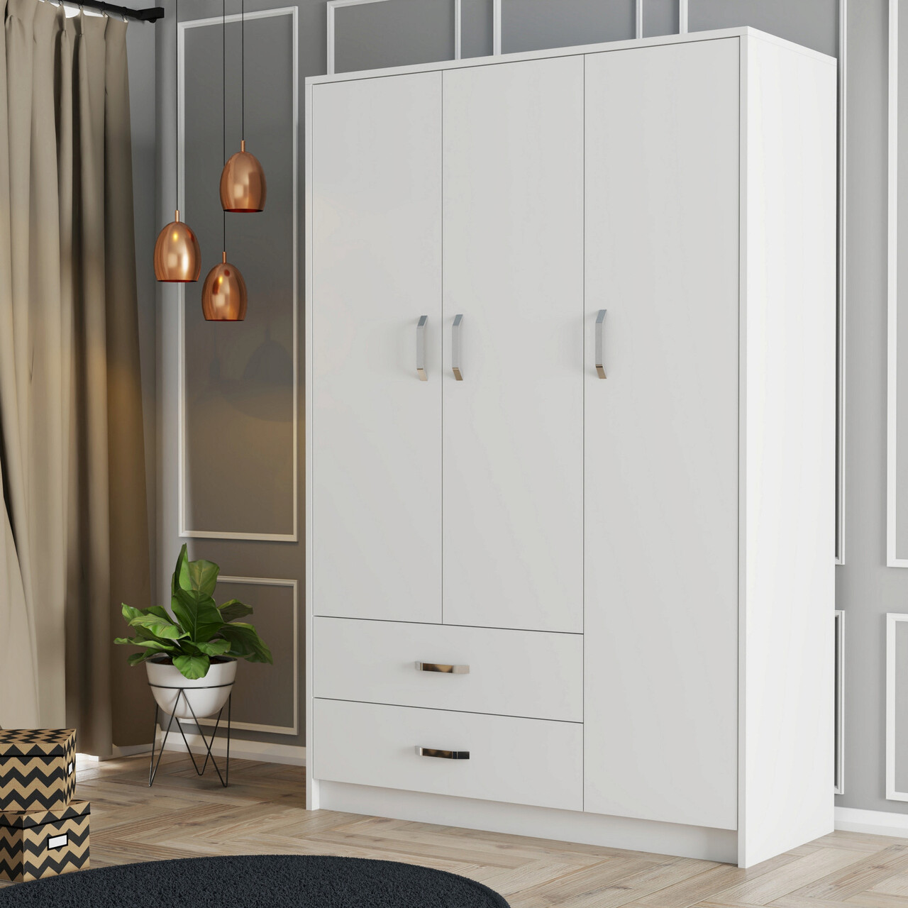 Dulap pentru haine, Mezza, Grande 3512, 120x181.8x48 cm, Alb - Mezoni