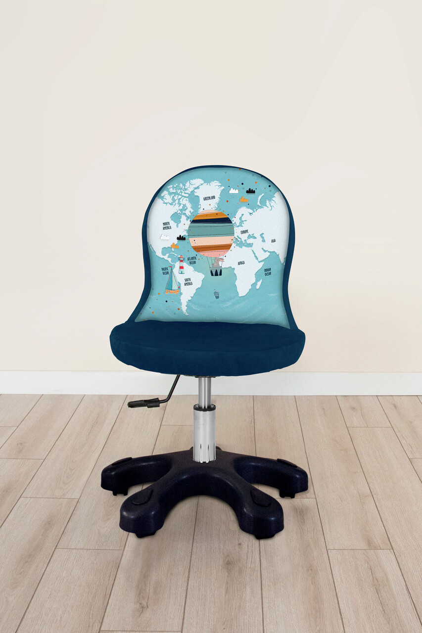Scaun pentru copii, Popcorn, World Map, 50x58x46 cm, Poliuretan ...