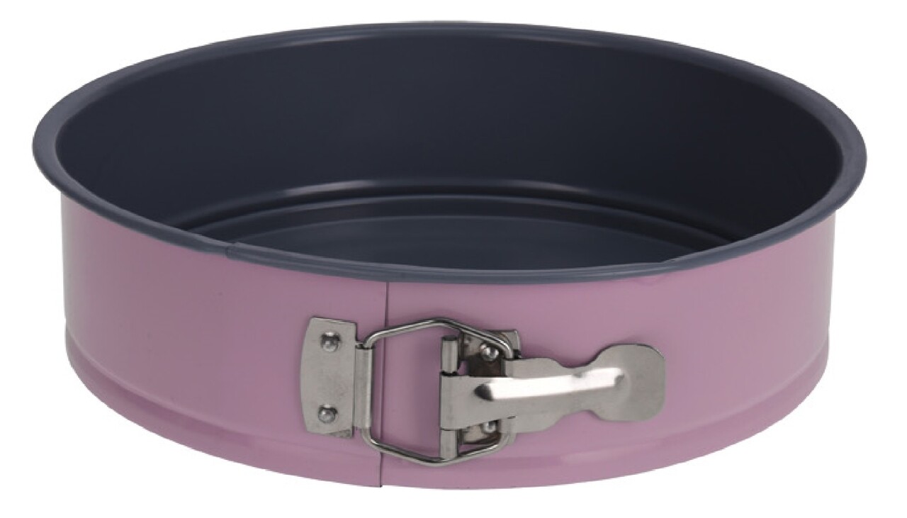 Tava pentru tort, 24 x 6.8 cm, margine detasabila, otel carbon, roz ...