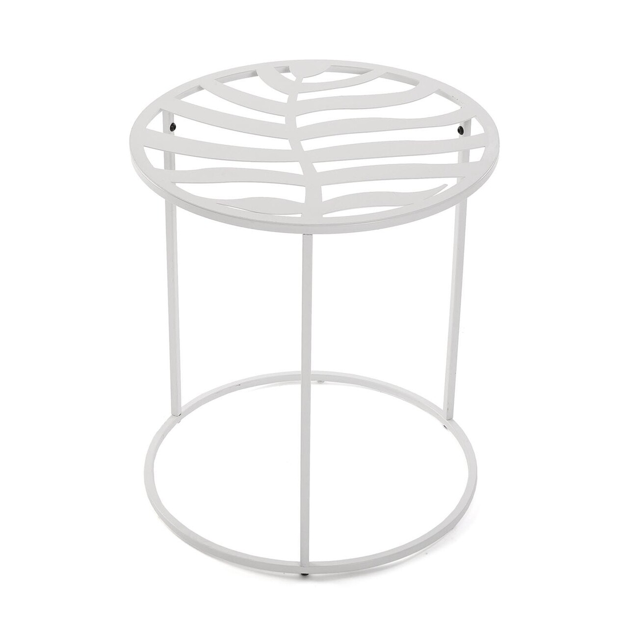 Masuta de cafea Neveah Leaf, Versa, Ø40x45 cm, metal, alb - mezoni.ro