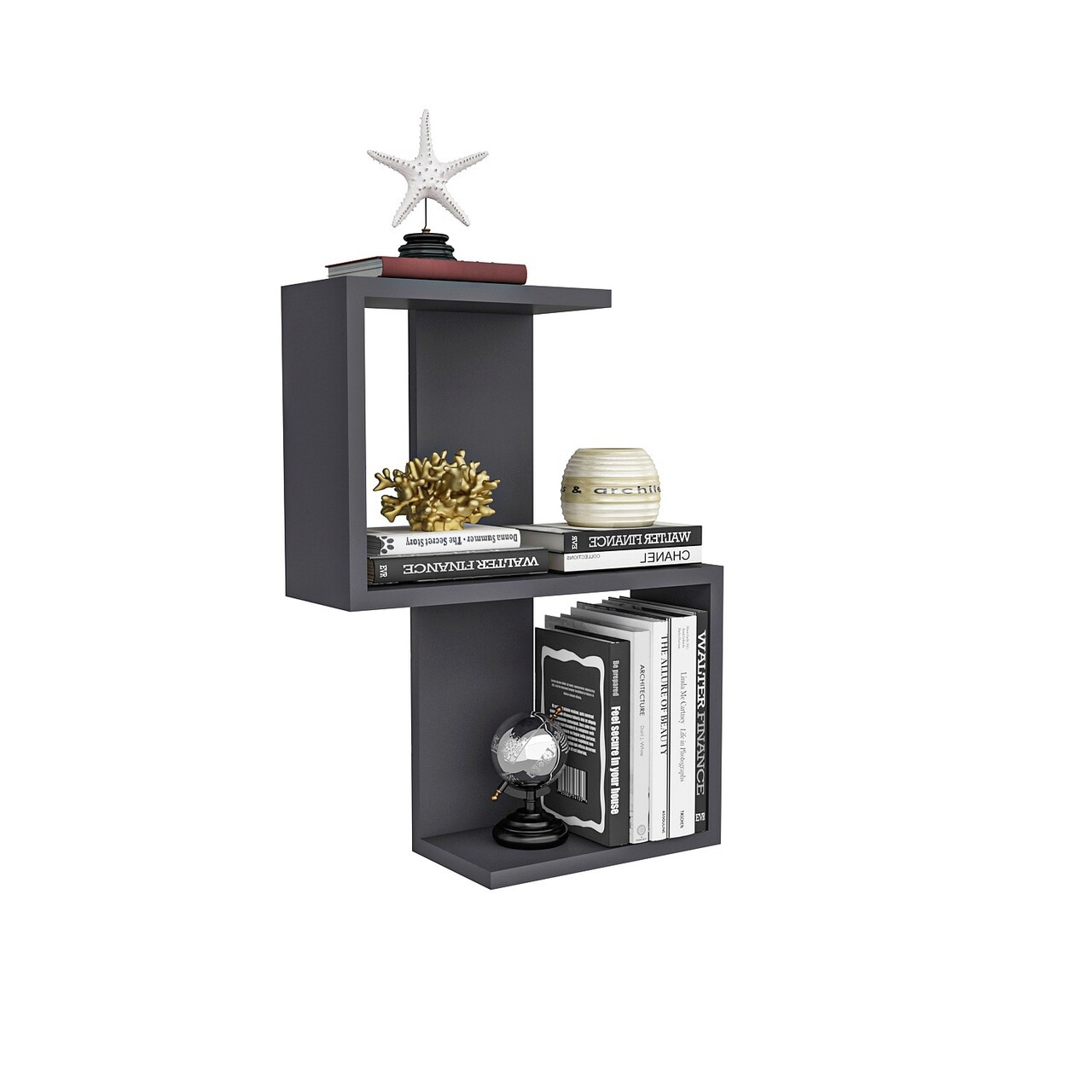 Raft de perete, Olivia, Octa, 29.8x60x16.4 cm, PAL, Antracit - Mezoni