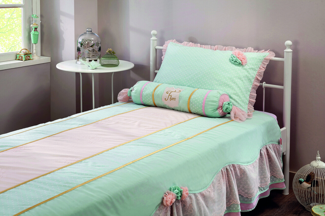 Set cuvertura de pat Young, Paradise (90-100 Cm), Çilek, 60% bumbac/40% ...