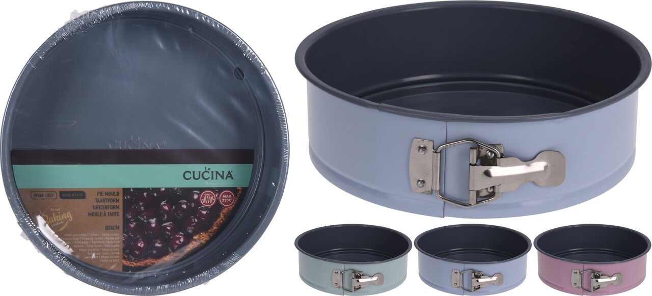 Tava pentru tort, 24 x 6.8 cm, margine detasabila, otel carbon, mov ...
