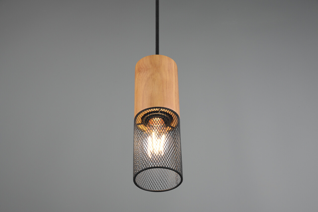 Lustra Tosh, TRIO, 8x180 cm, 25W, 1x E27, metal, negru mat/natur - Mezoni