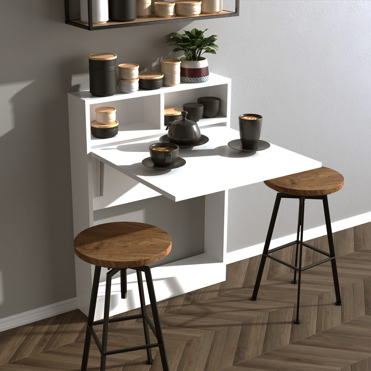 Masuta pliabila cu fixare pe perete Bracked, Elegance, 70x15x90 cn, alb ...