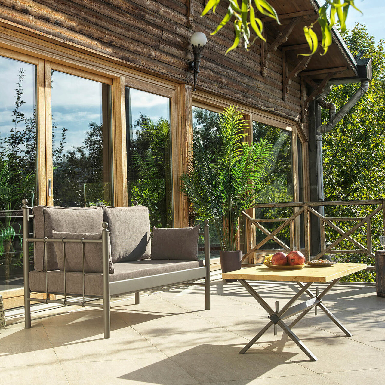 Canapea de gradina cu 2 locuri, Heaven, Lalas, 150x92x76 cm, Maro - Mezoni