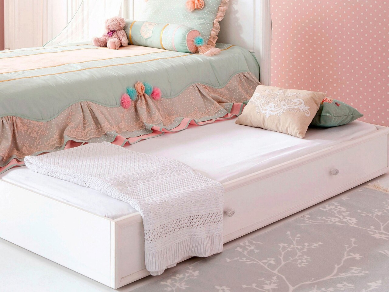 Pat extensibil, Çilek, Romantic Pull-Out Bed (90X190), 96x24x193 cm ...