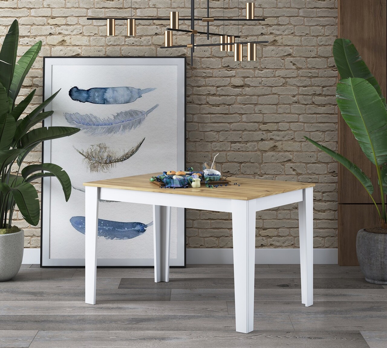 Masa dining T1-1525, Gauge Concept, 110x72x74, PAL, stejar/alb - mezoni.ro