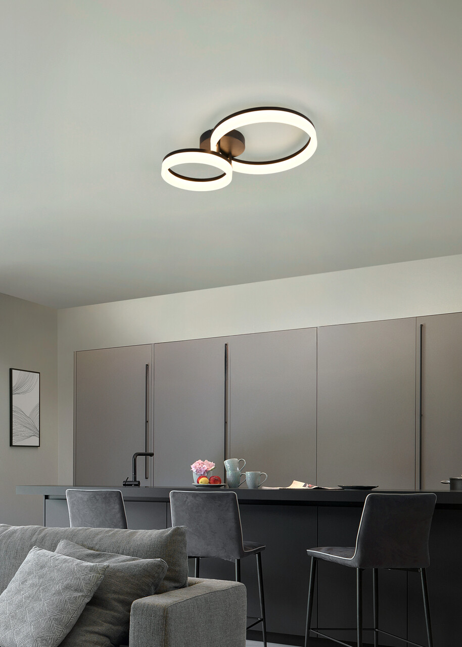 Plafoniera Scope, RL, 51x33x12 cm, 22W, 1x SMD, plastic, negru mat/alb - Mezoni