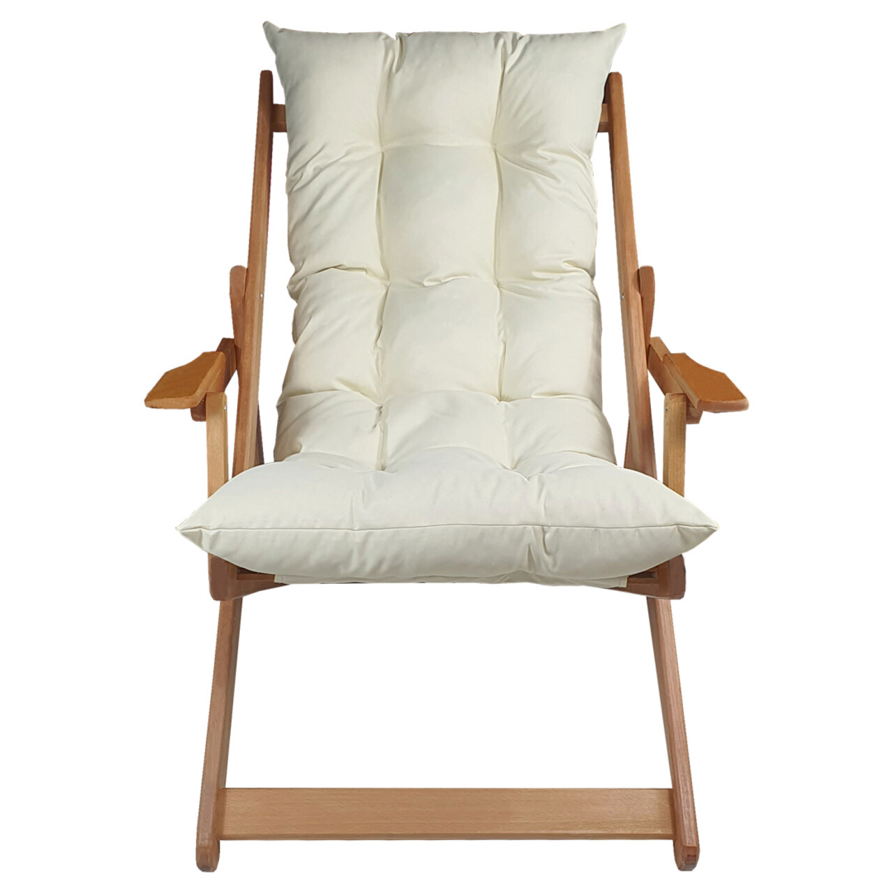 Sezlong, My Interior, Naturel, 90 x 71 x 80 cm, lemn de carpen, crem ...