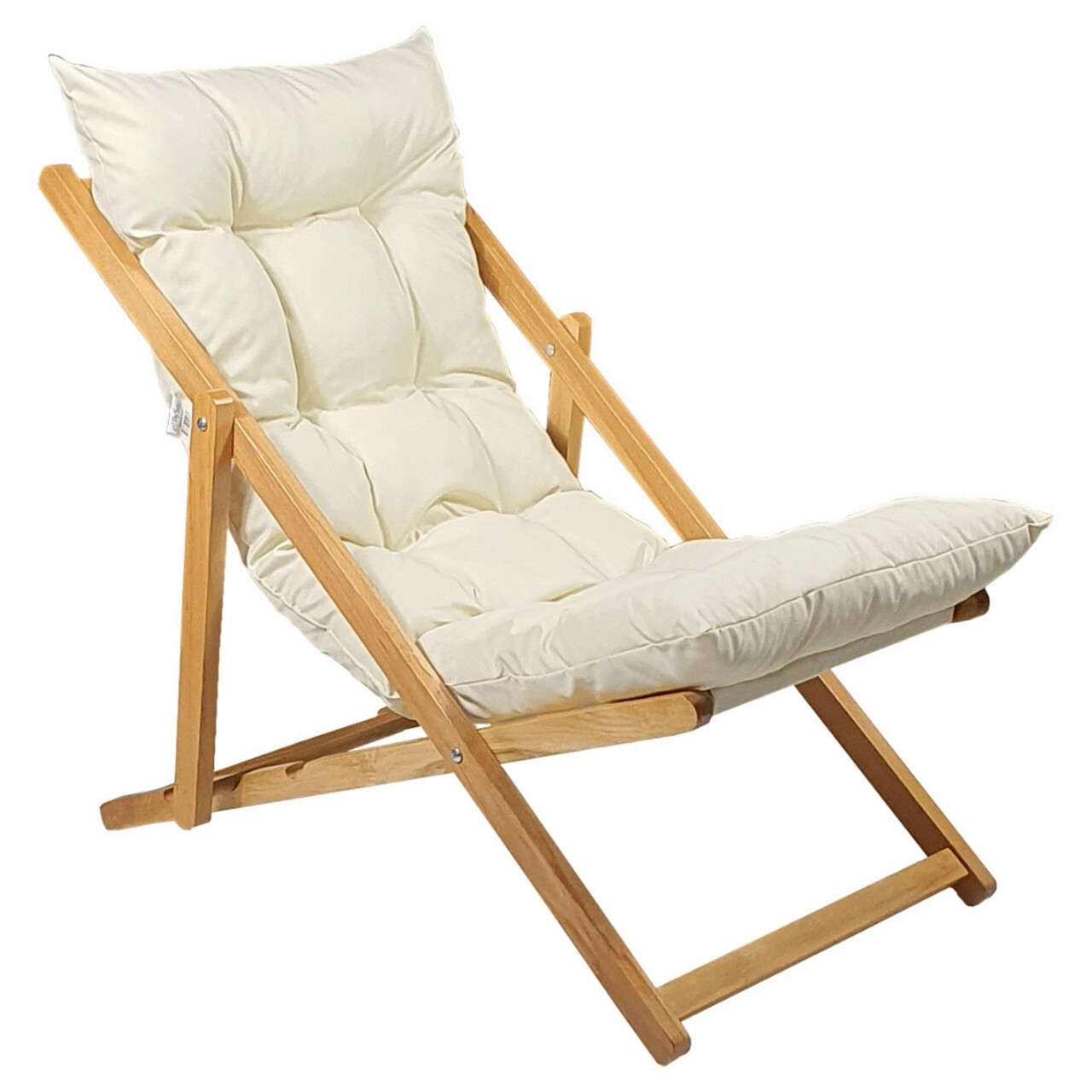 Sezlong, My Interior, Puff, 90 x 59 x 80 cm, lemn de carpen, crem - Mezoni