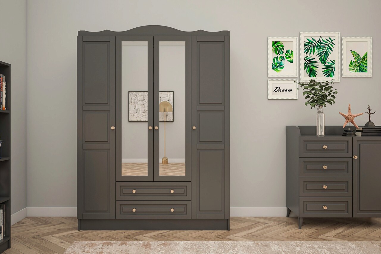 Dulap pentru haine, Glenevis, Tango 624, 140x186x50 cm, Antracit - Mezoni