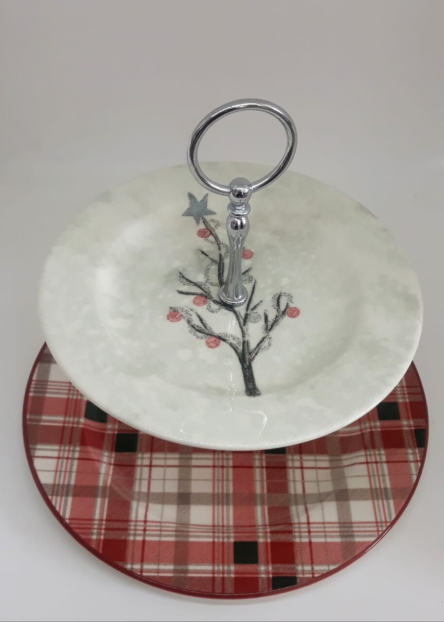 Platou pentru prajituri PRS 001, Helen Porselen, portelan, multicolor ...