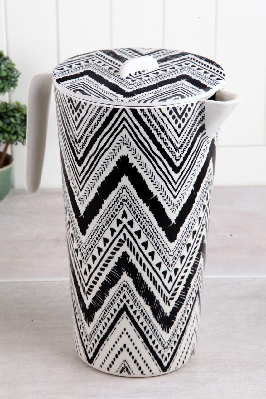 Carafa de apa C-MM-11, Rowe, 11x12x22 cm, bambus, alb/negru - Mezoni