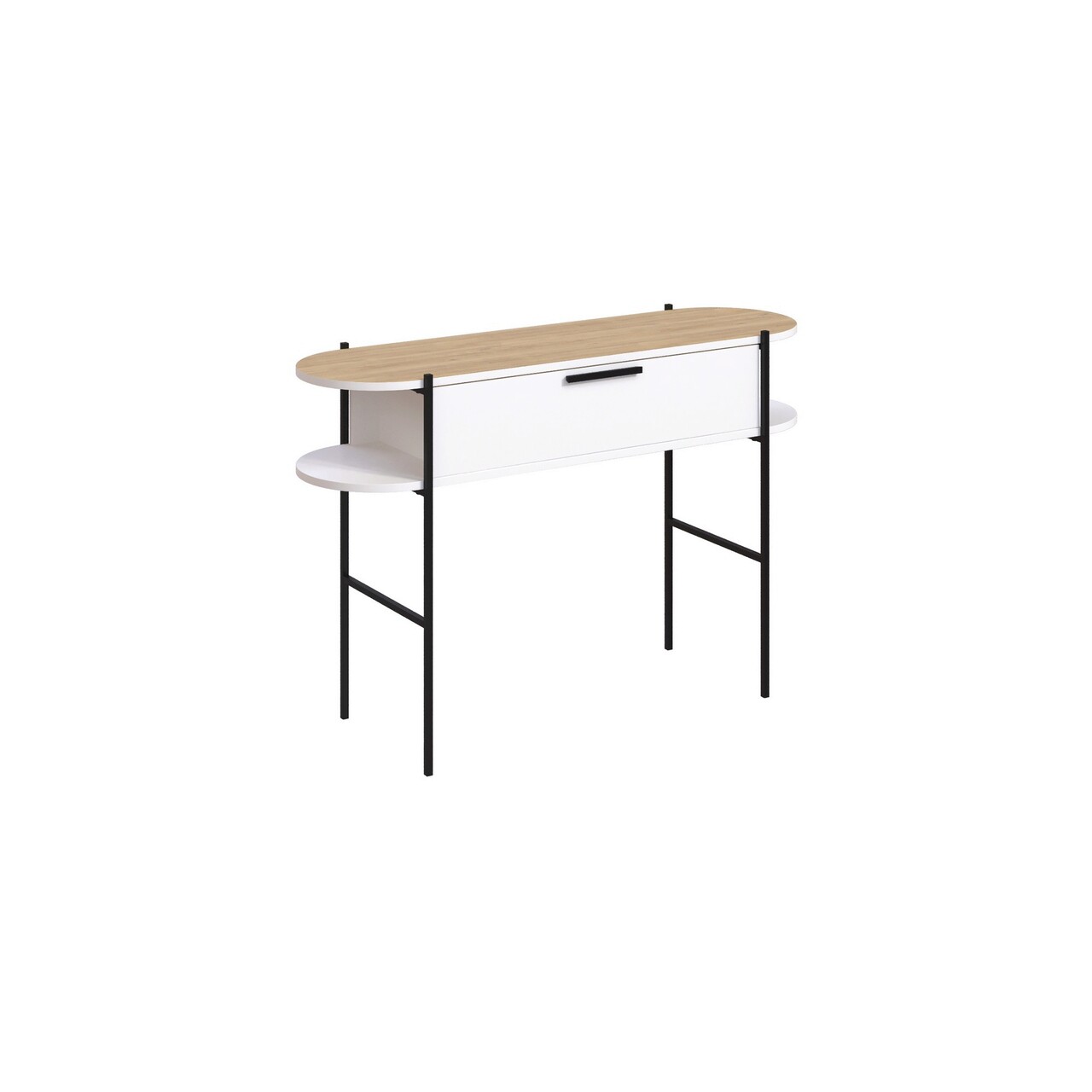 Consola, Homitis, Otis, 130x86.2x38 cm, Stejar / Alb - Mezoni