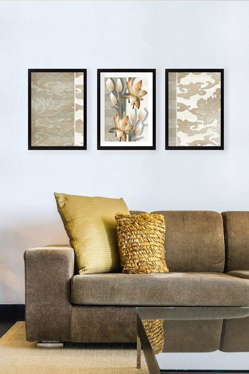 Set 3 tablouri decorative Tulips, Tablo center, 24x29 cm, MDF ...