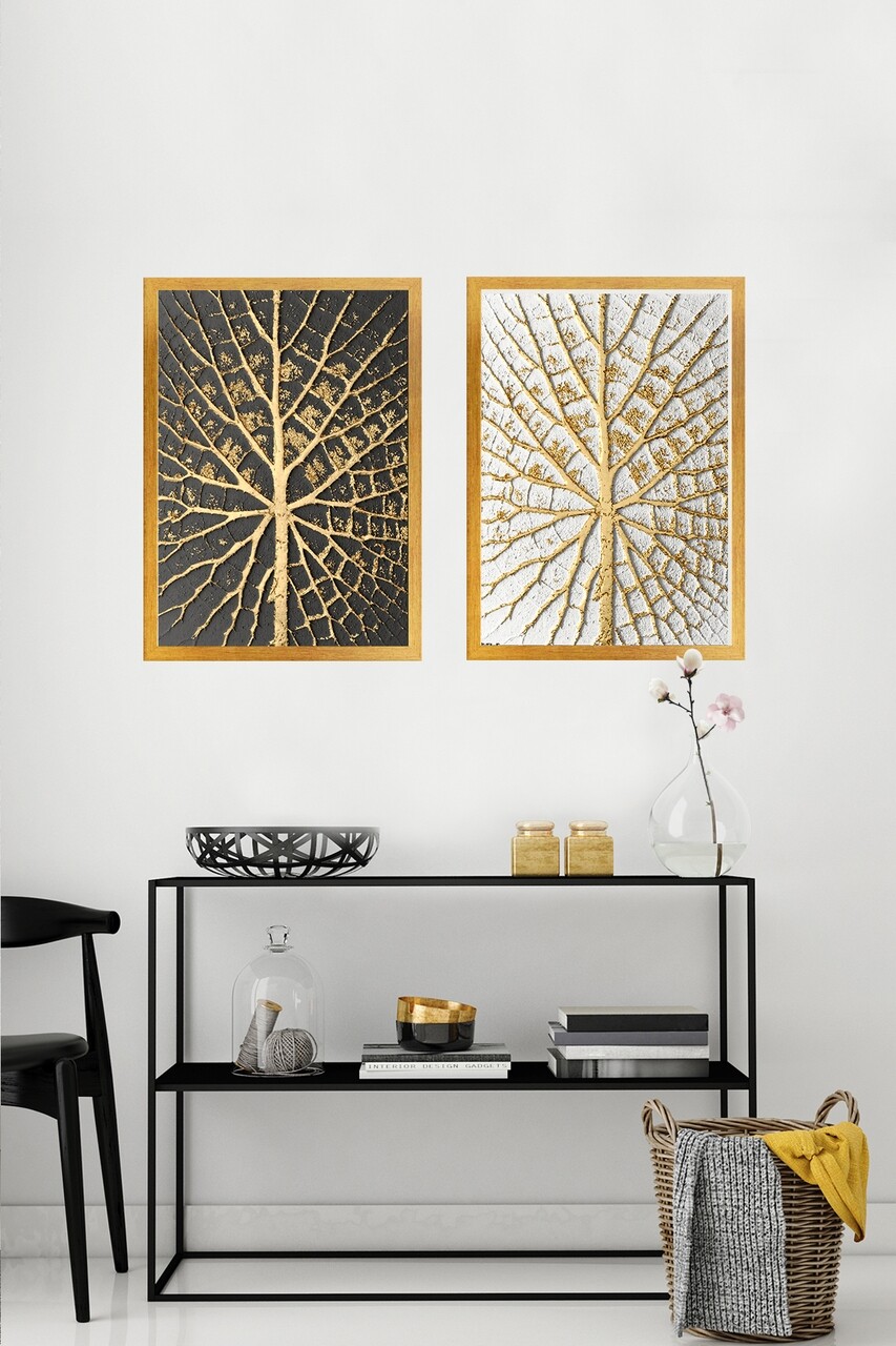 Set 2 tablouri decorative Gold-129, Tablo center, 34x44 cm, MDF ...