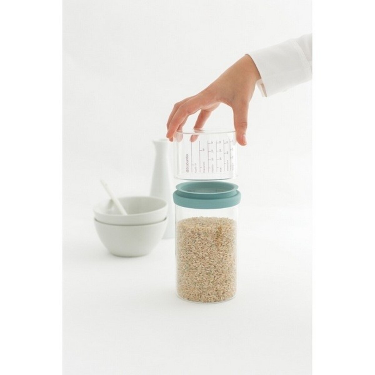 Recipient cu capac gradat, Brabantia, 290244, 1.3 L, plastic, menta ...