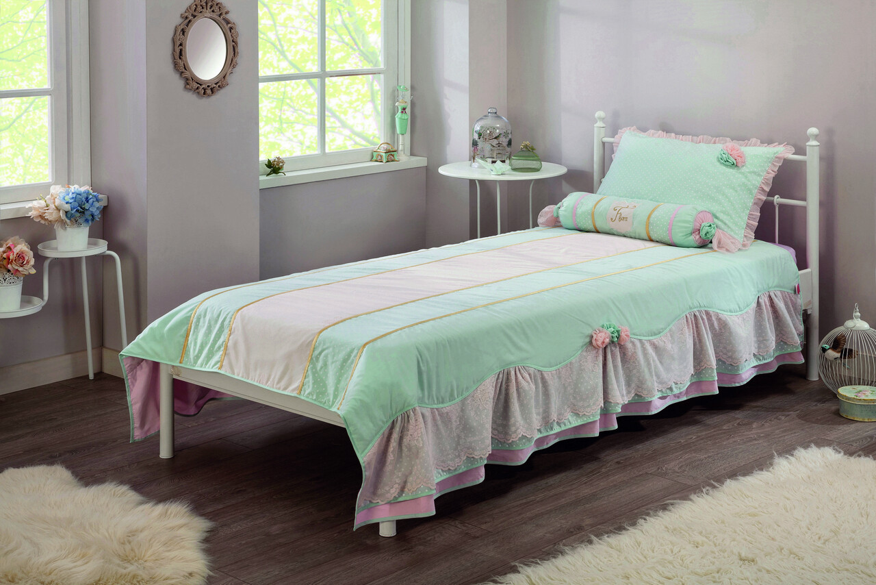 Set cuvertura de pat Young, Paradise (90-100 Cm), Çilek, 60% bumbac/40% ...