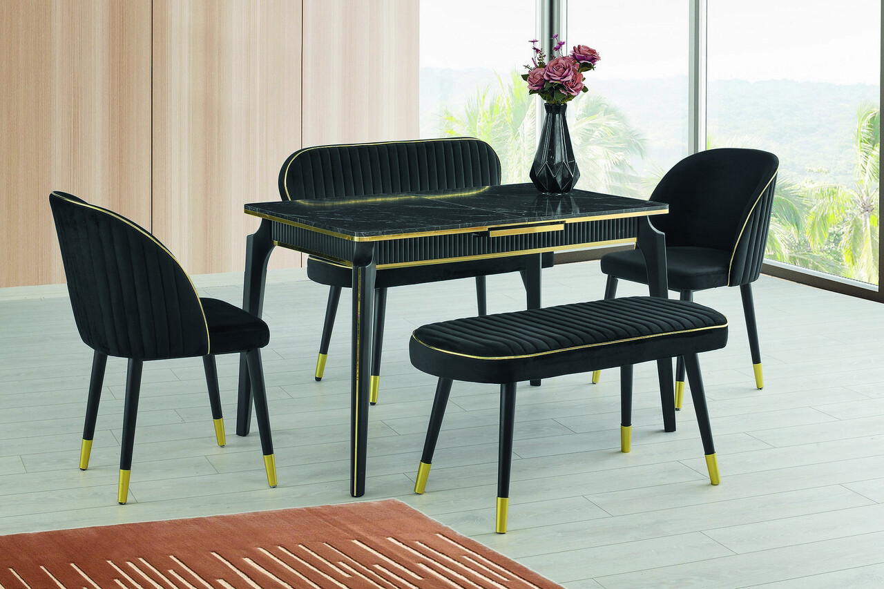 Masa de bucatarie, Lucian, Göksu, 120x77x75 cm, Negru - mezoni.ro