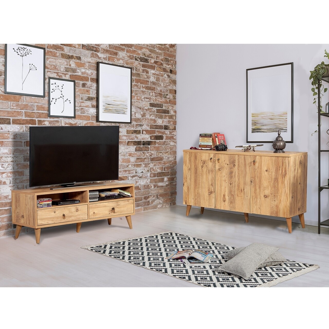Set mobilier living 2 piese, comoda si comoda TV, Motto 2-200, Vella ...
