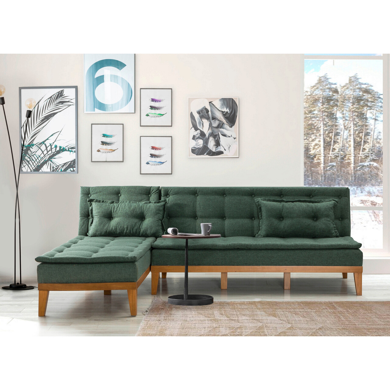 Coltar, Unique Design, 867UNQ1469, Lemn de carpen, Verde - mezoni.ro