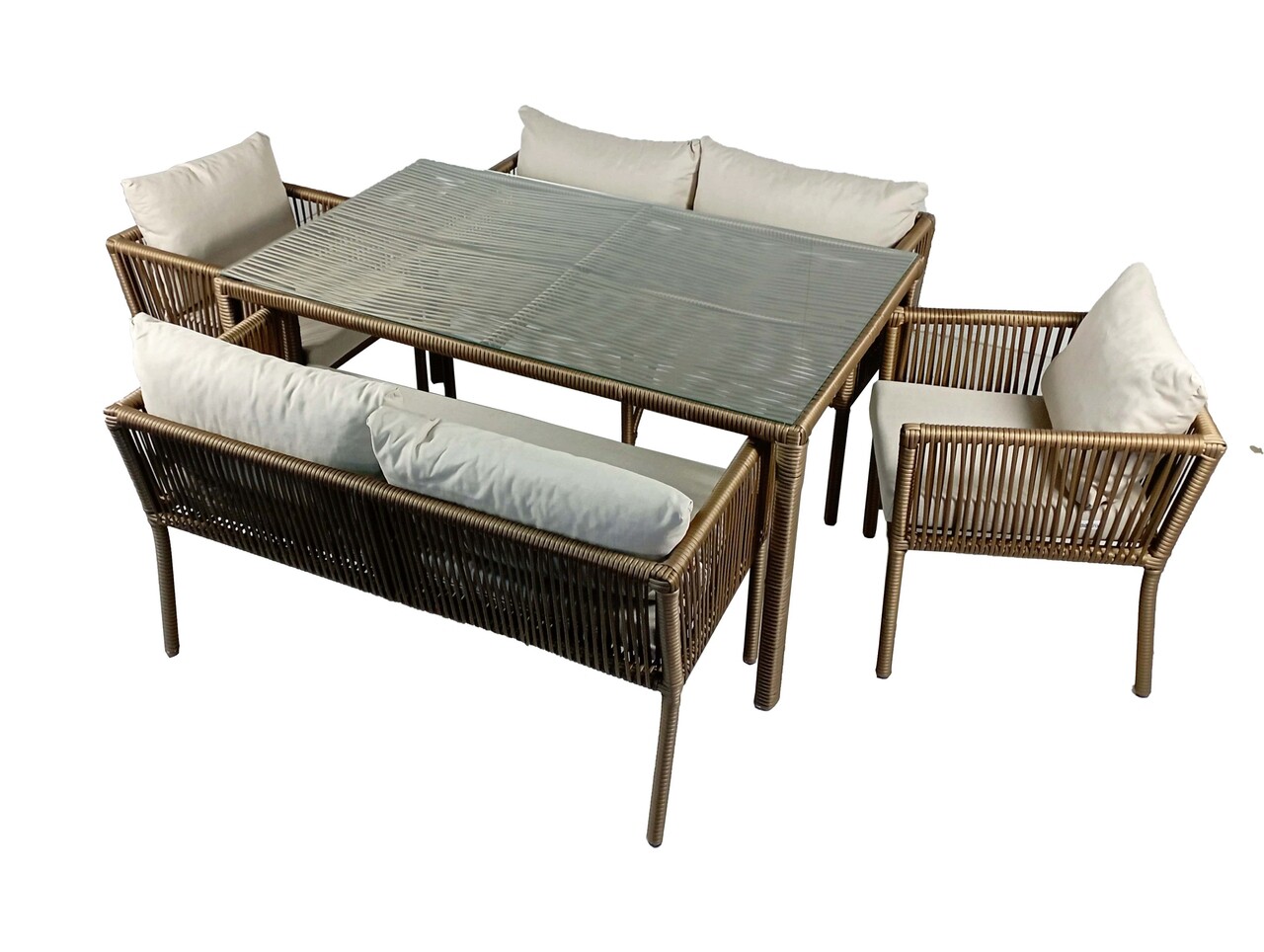 Set gradina/terasa 5 piese, My Interior, Vera II, rattan/aluminiu, maro ...