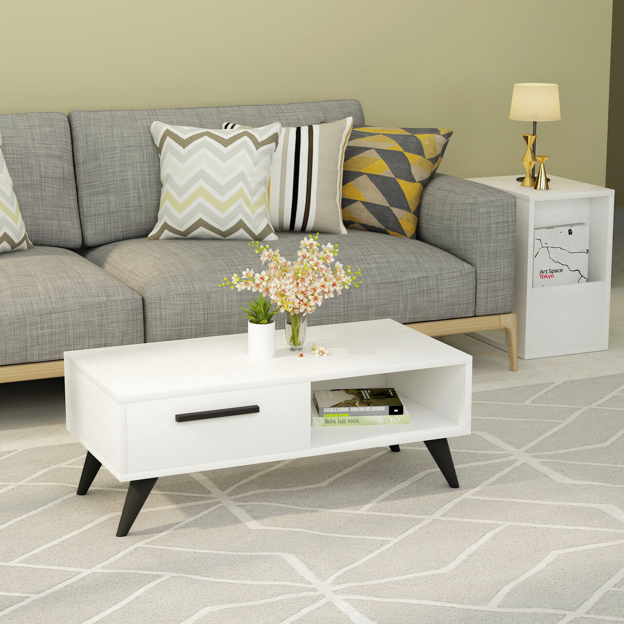 Masuta de cafea, Olivia, Melisa, 90x35x45 cm, PAL , Alb - mezoni.ro