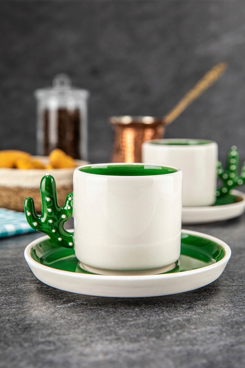 Set cesti de cafea, Doreline, 612DRL1107, Ceramica, Verde - Mezoni