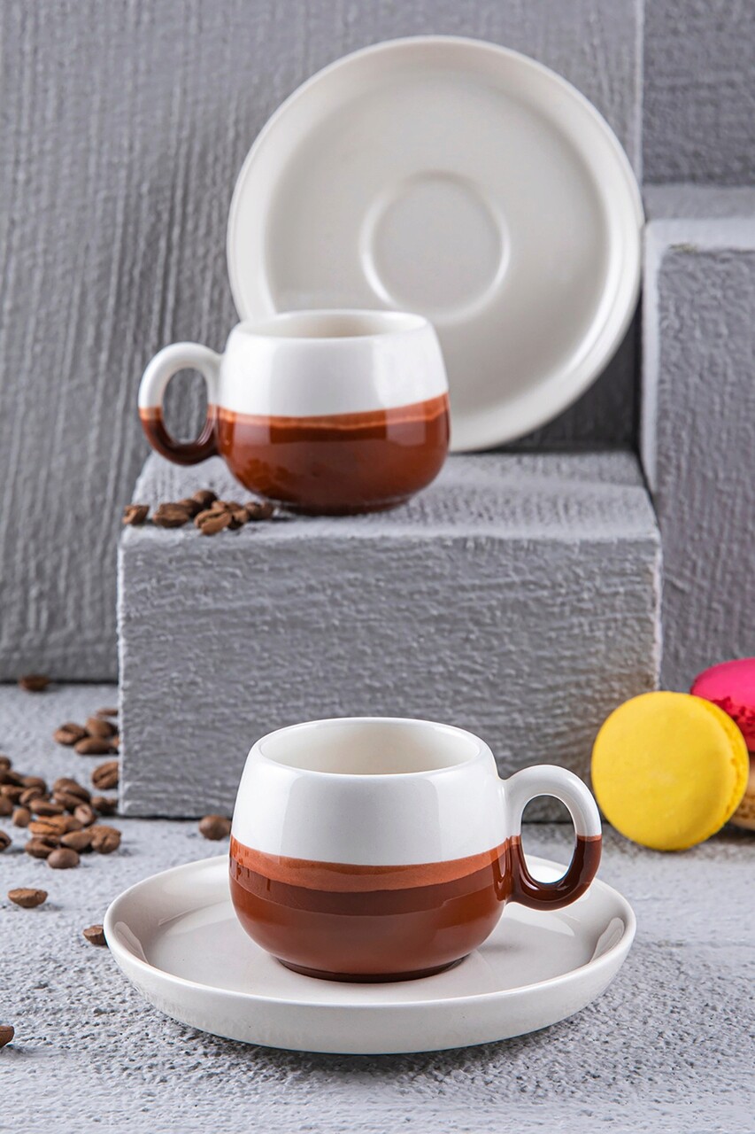 Set cesti de cafea, Doreline, 612DRL1111, Ceramica, Maro - mezoni.ro