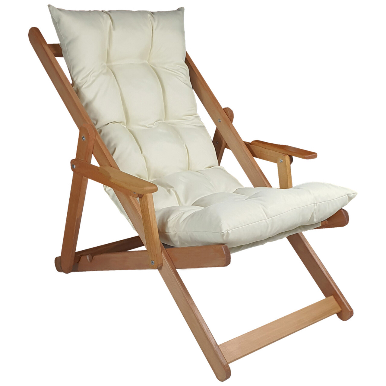 Sezlong, My Interior, Naturel, 90 x 71 x 80 cm, lemn de carpen, crem ...